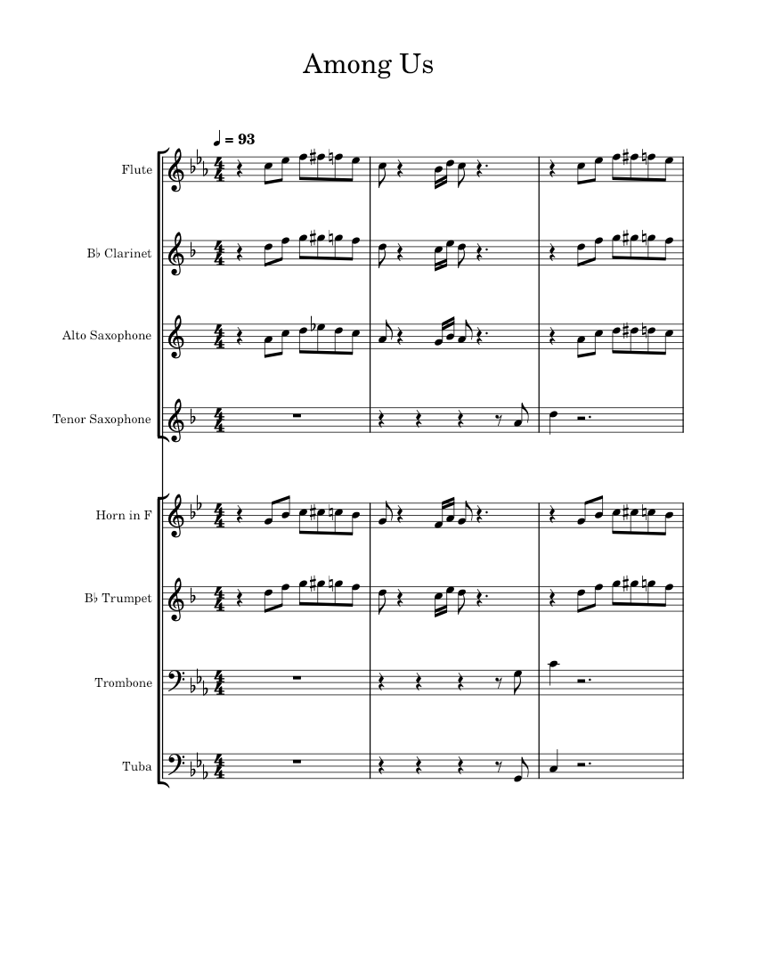 Among Us Sheet music for Trombone, Tuba, Flute, Clarinet in b-flat ...