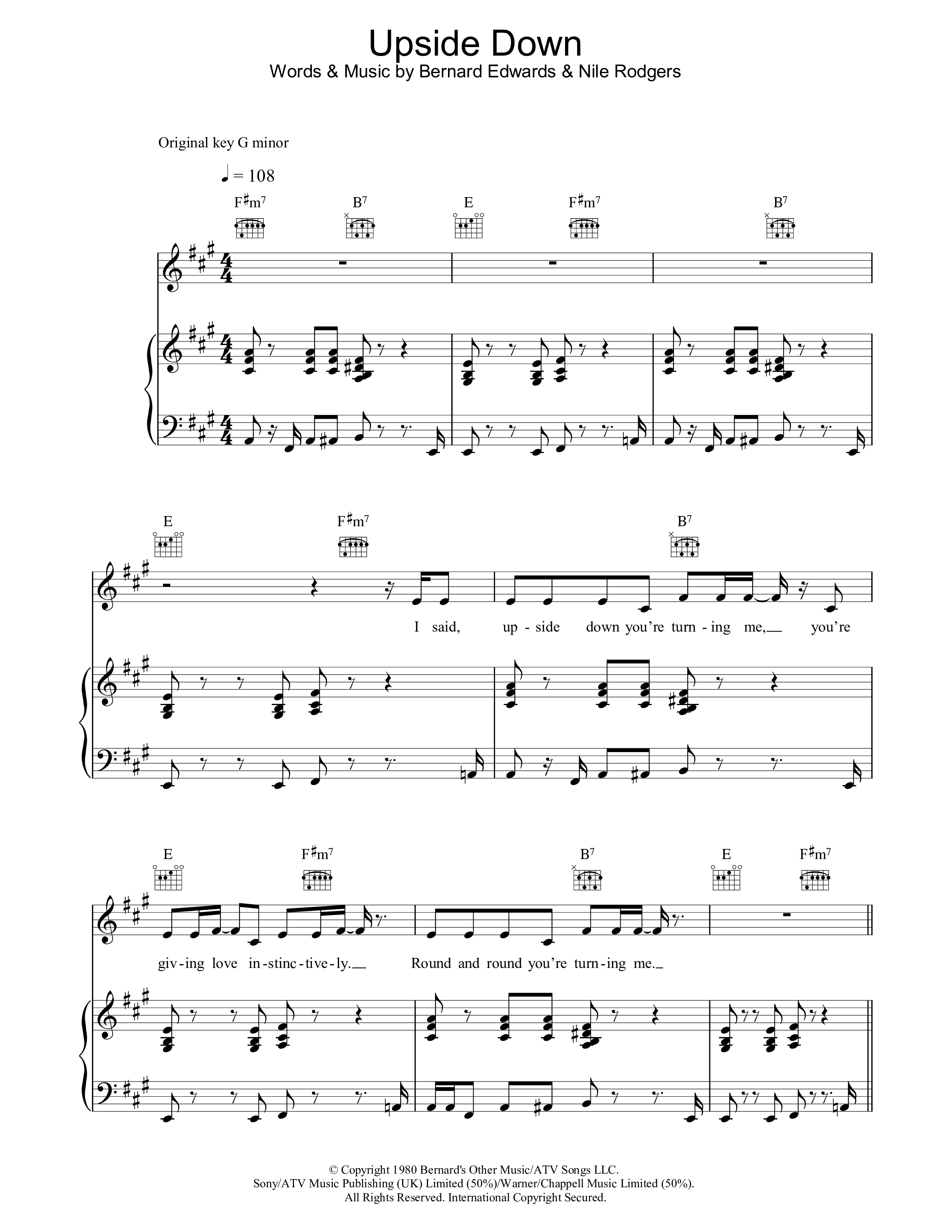 Play Official version of Upside down Sheet Music by Diana Ross for ...