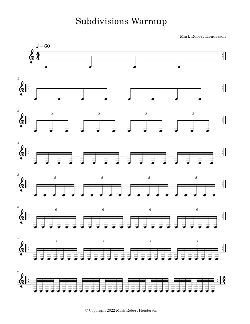 Subdivisions Exercise Sheet music for Piano (Solo) Easy | Musescore.com