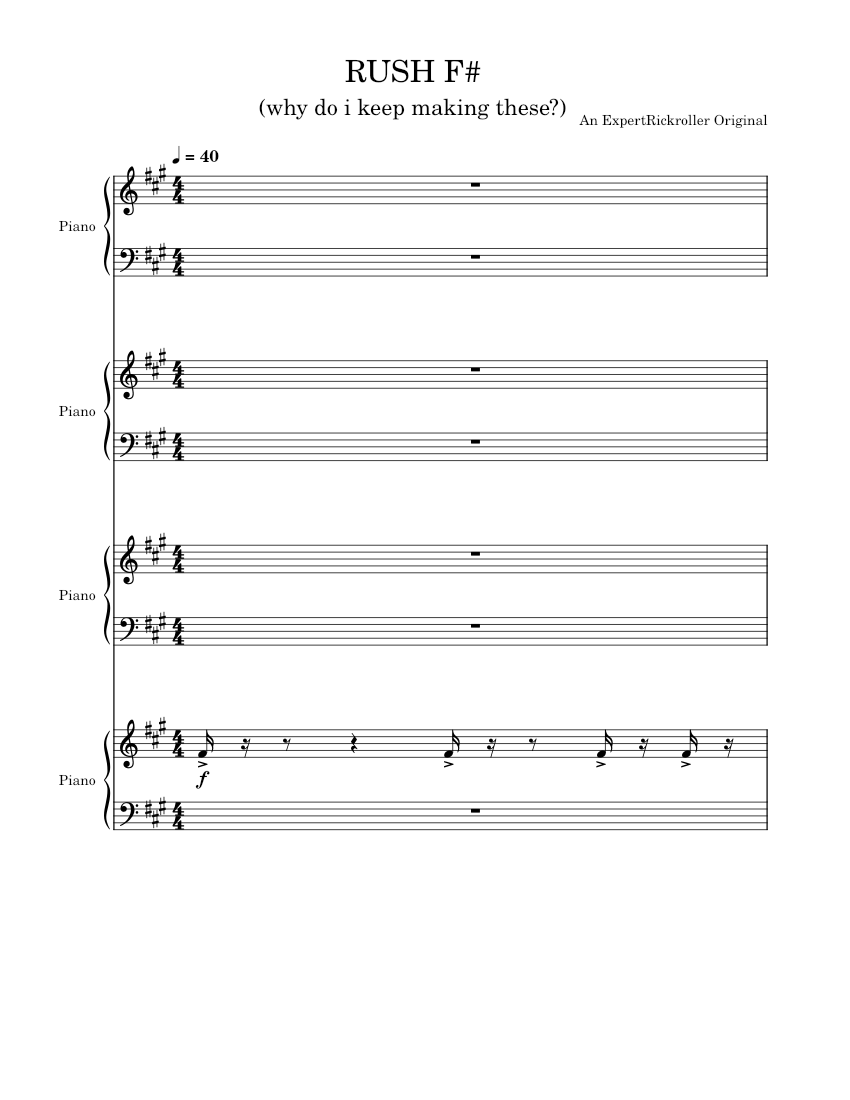 RUSH F# Sheet music for Piano (Piano Trio) | Musescore.com