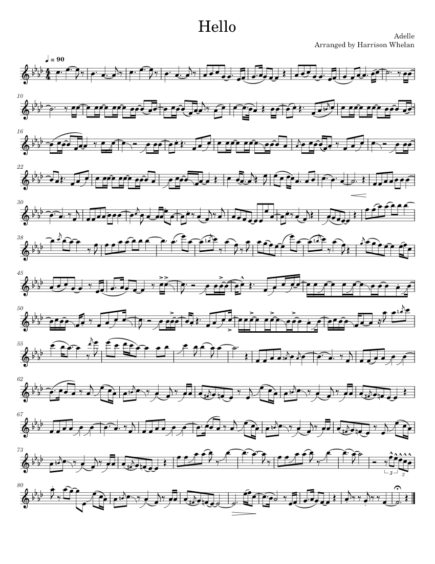 Hello – Adele Solo Sheet music for Flute (Solo) | Musescore.com