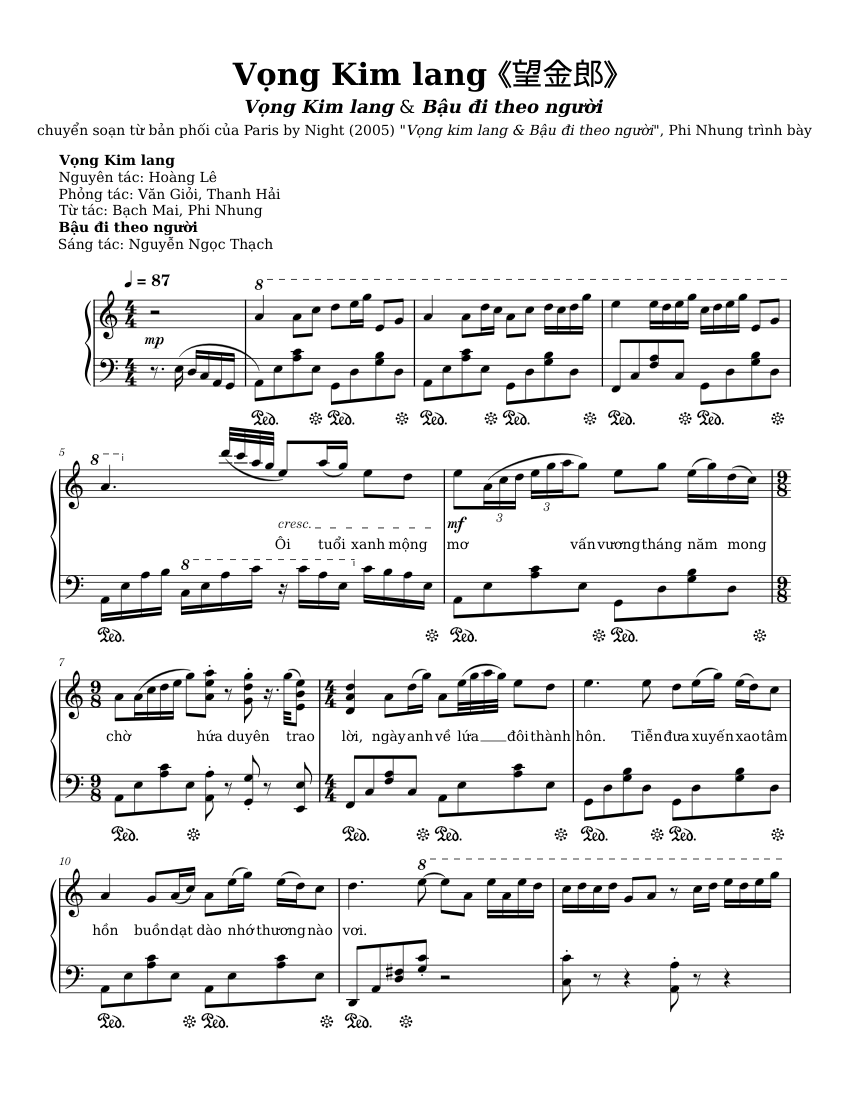 Vọng Kim lang Sheet Music for Piano (Solo) | MuseScore.com