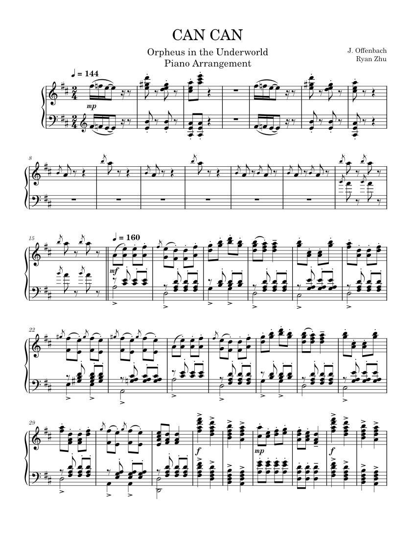 Orpheus in the Underworld – Jacques Offenbach Can Can Piano Arrangement ...