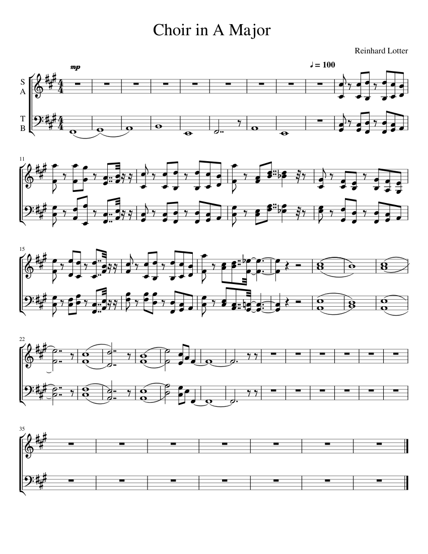 Choir in A Major Sheet Music for Vocals (Choral) | MuseScore.com