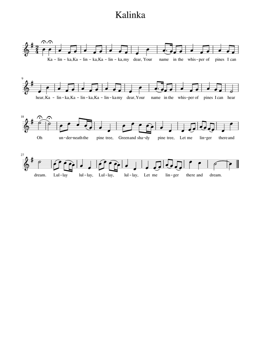 Kalinka Sheet music for Piano (Solo) Easy | Musescore.com