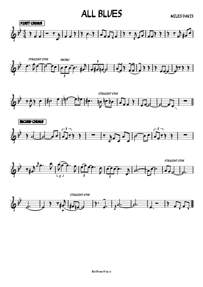 All Blues - Bb Instruments Sheet Music for Piano (Solo) easy ...