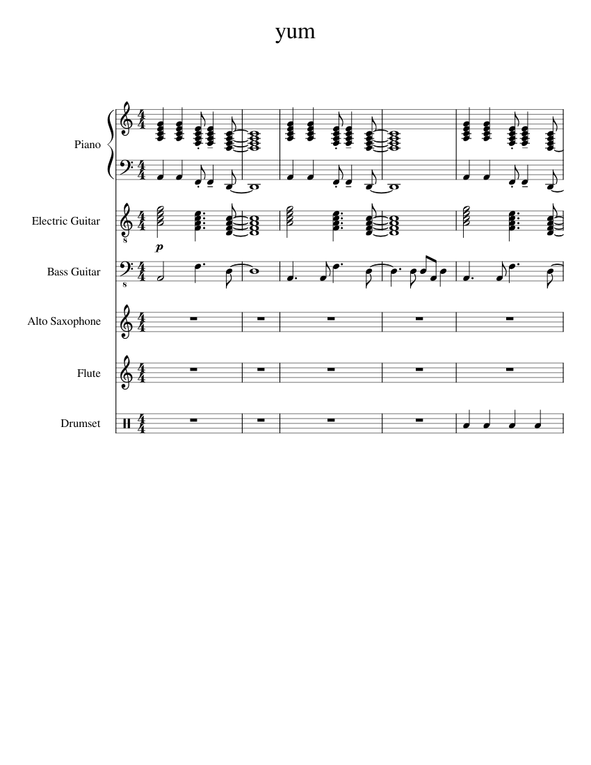 yum Sheet music for Piano, Flute, Saxophone alto, Guitar & more ...