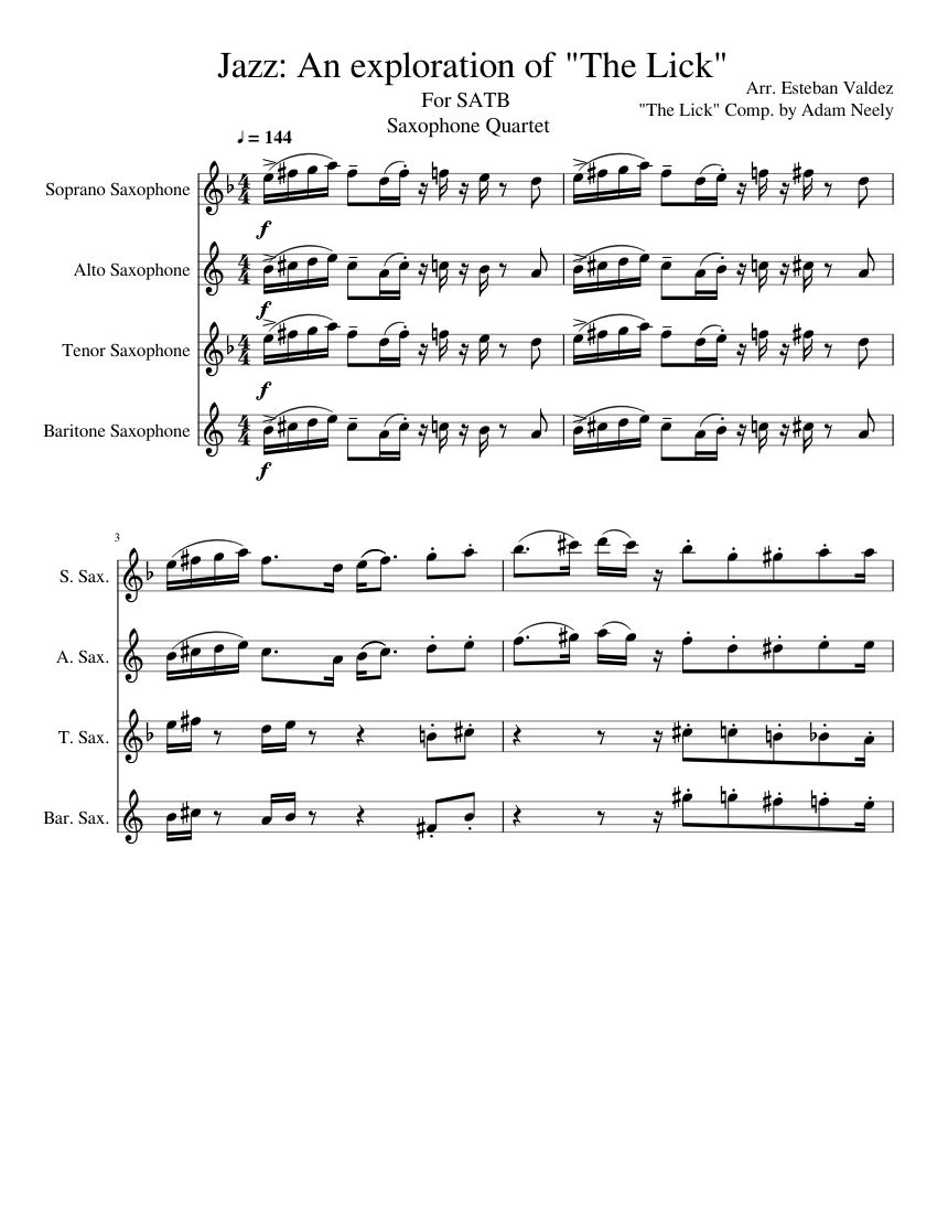 THE LICK PERFORMERS COPY Sheet music for Saxophone alto, Saxophone ...