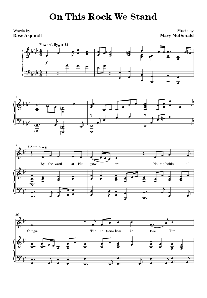 On This Rock We Stand – Mary McDonald Sheet Music for Piano, Vocals ...