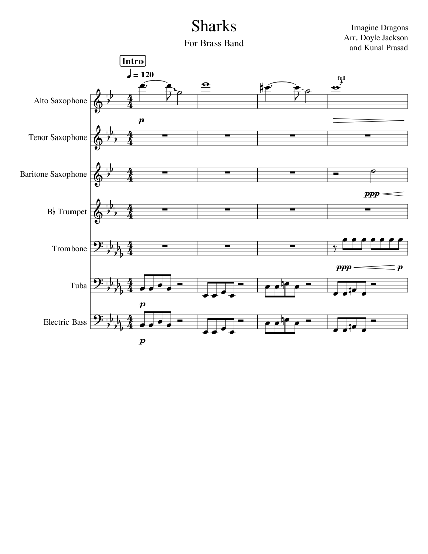 Sharks – Imagine Dragons Sheet music for Trombone, Tuba, Saxophone alto ...