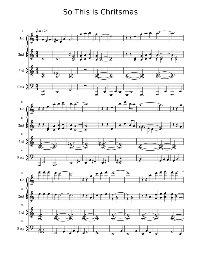 So This is Christmas Sheet music for Accordion (Piano Quartet ...