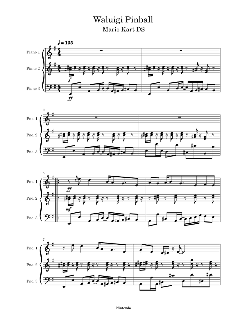 Waluigi Pinball Sheet music for Piano (Mixed Trio) | Musescore.com