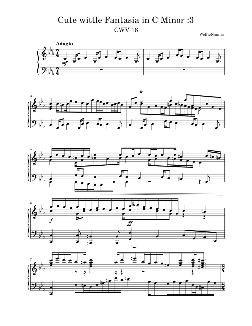 Cute Wittle Fantasia in C Minor :3 Sheet music for Piano (Solo ...