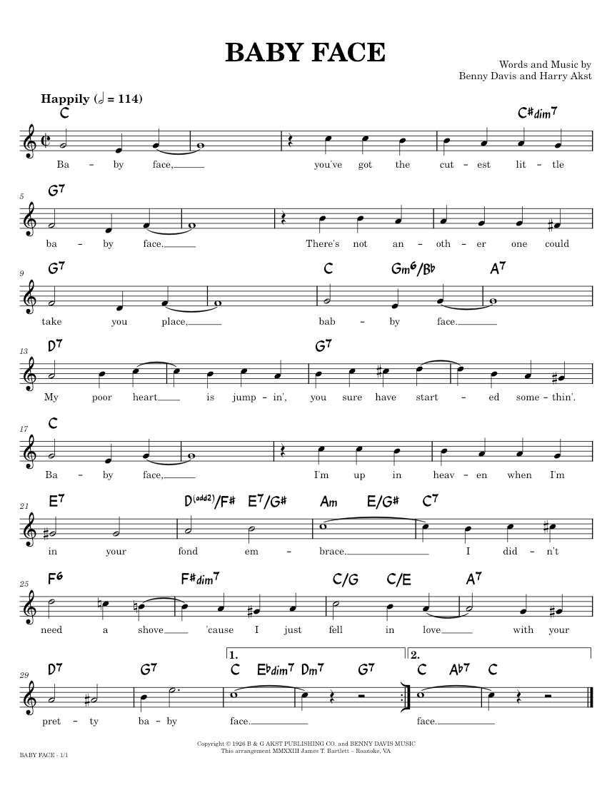 Baby Face [lead sheet] Sheet music for Clarinet other (Solo ...