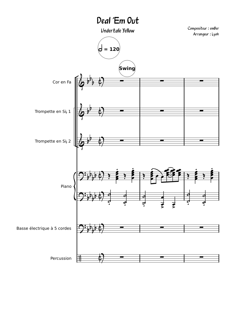 Undertale Yellow – MasterSwordRemix Sheet Music for Piano, French horn ...