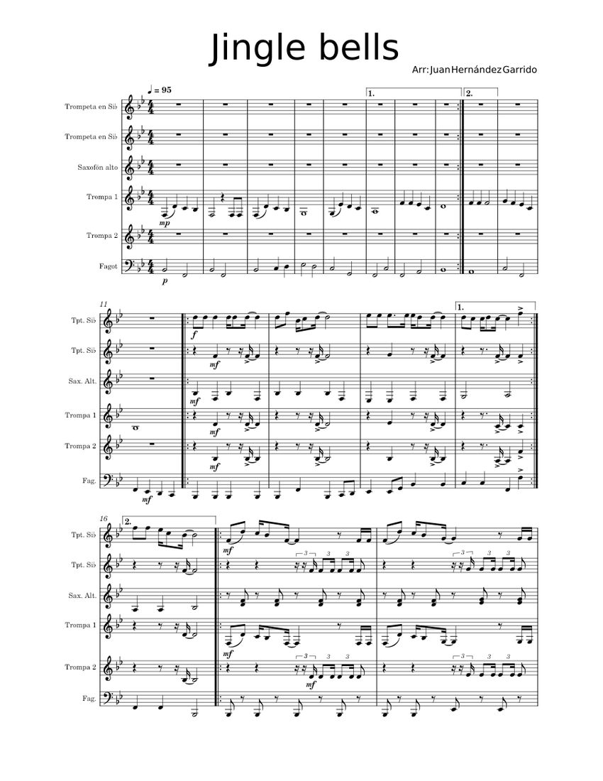 Jingle bells – Misc Traditional JIngle Bells MIxed Sextet a bit jazzy ...