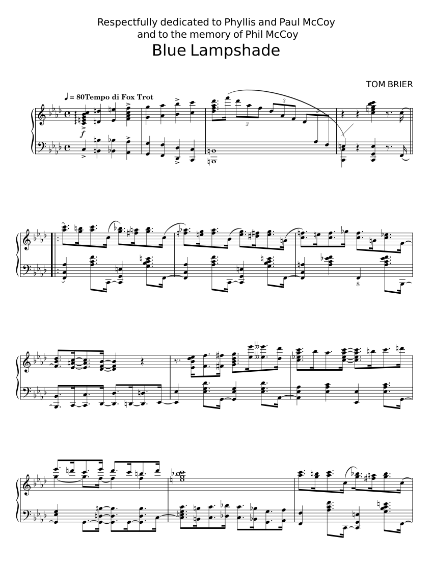 Blue Lampshade - Tom Brier Sheet music for Piano (Mixed Quintet) | Musescore.com