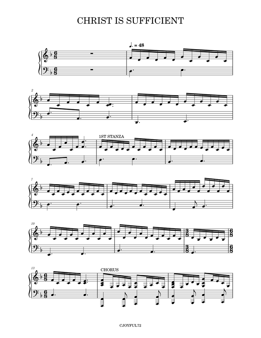 CHRIST_IS_SUFFICIENT Sheet music for Piano (Solo) | Musescore.com