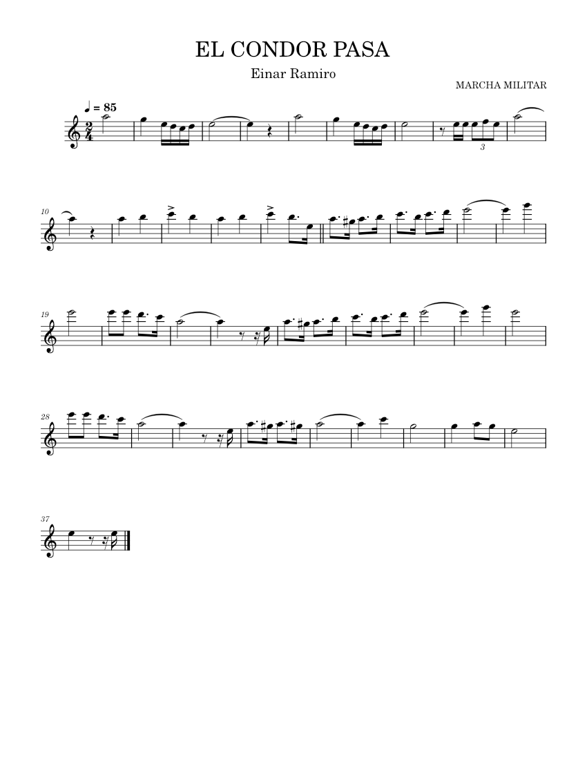 El condor pasa – Misc Traditional EL CONDOR PASA Sheet Music for ...