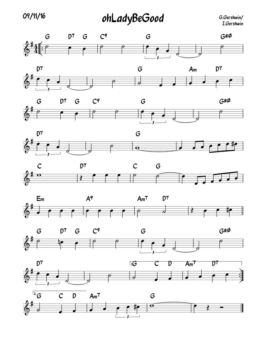 Oh Lady be Good Sheet music for Piano (Solo) | Musescore.com