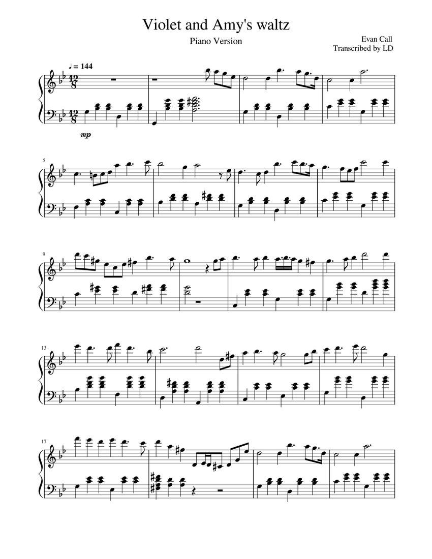 Debutante Waltz (Piano cover) - Violet Evergarden Sheet music for Piano ...