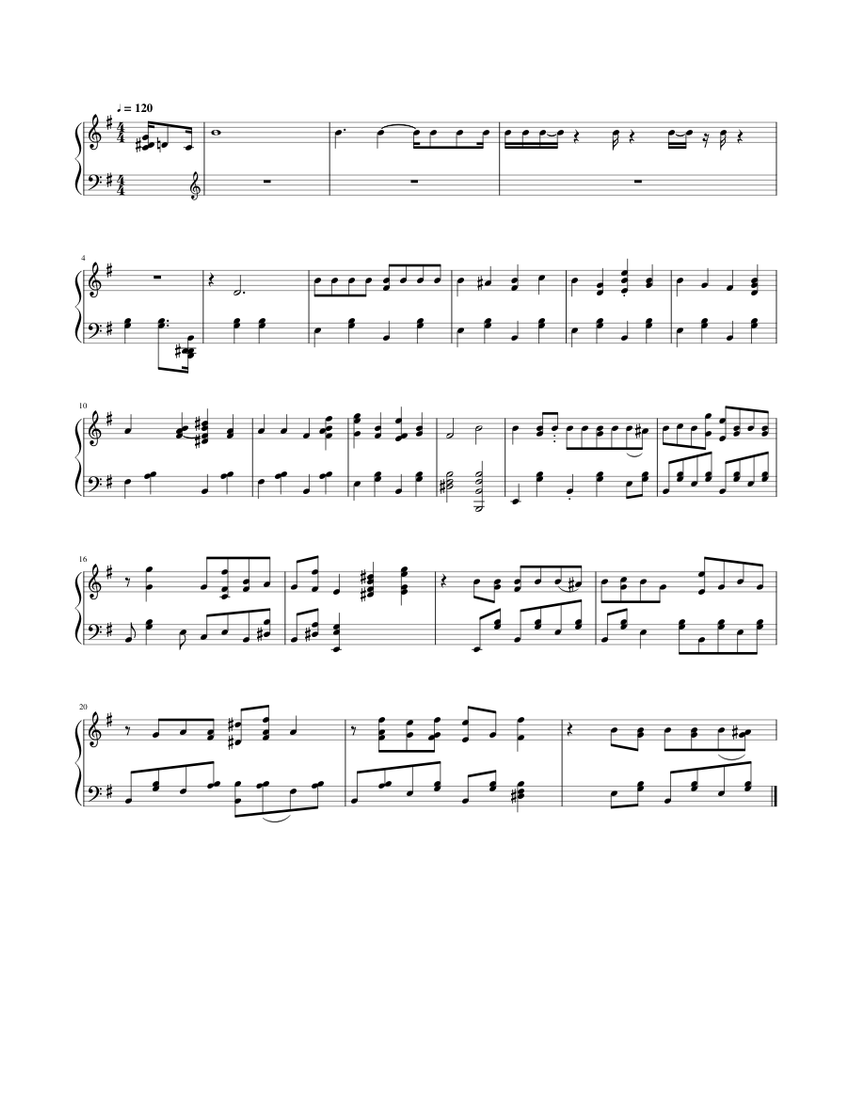 free rush B play possible Sheet music for Piano (Piano Four Hand ...