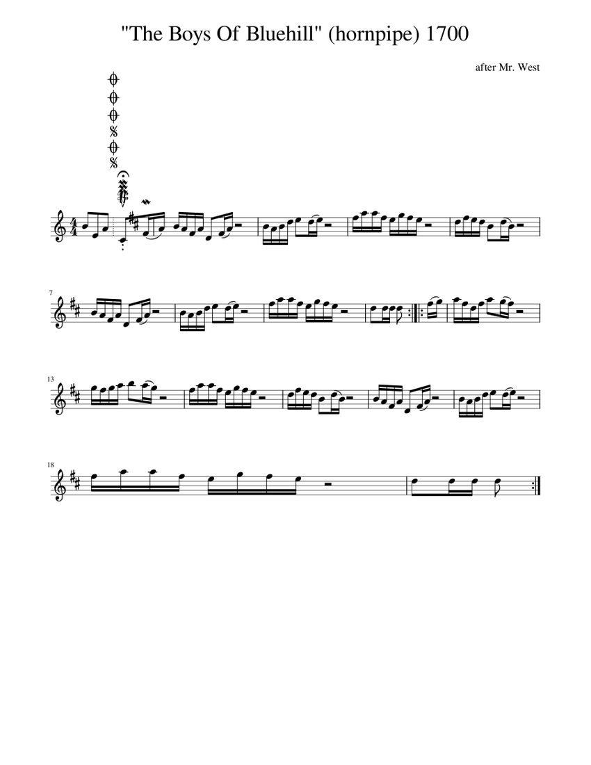 "The Boys Of Bluehill" (hornpipe) 1700 Sheet music for Piano (Solo ...