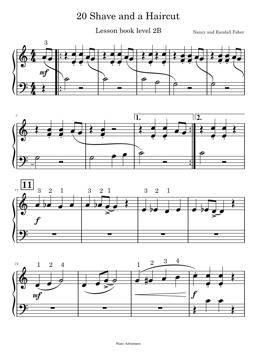 20 Shave and a Haircut - Piano Adventures adv2b - lesson book - level ...