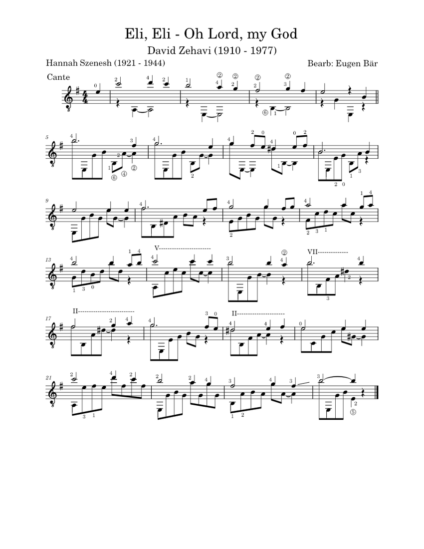Eli, Eli Sheet music for Guitar (Solo) | Musescore.com