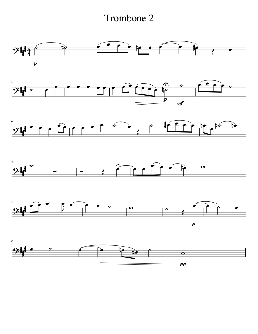 Trombone 2 Sheet music for Piano (Solo) Easy | Musescore.com
