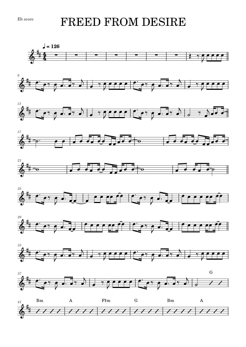 Freed from desire – Gala (ALTO SAX RMX) Sheet music for Saxophone alto ...