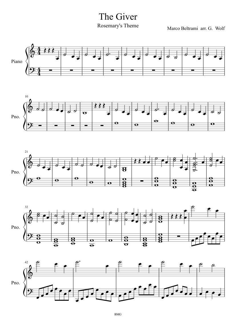 The Giver Sheet music for Piano (Solo) Easy | Musescore.com