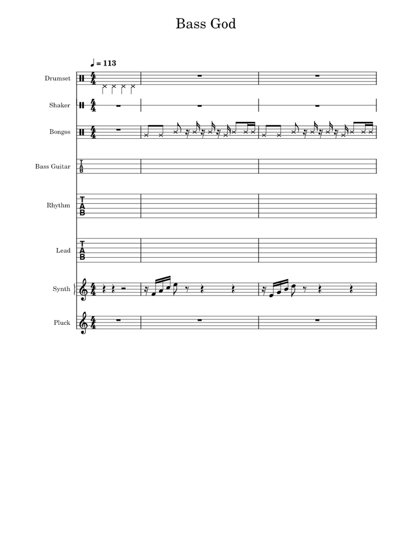 Last Dinosaurs - Bass God (Tablature) Sheet music for Piano, Tambourine ...