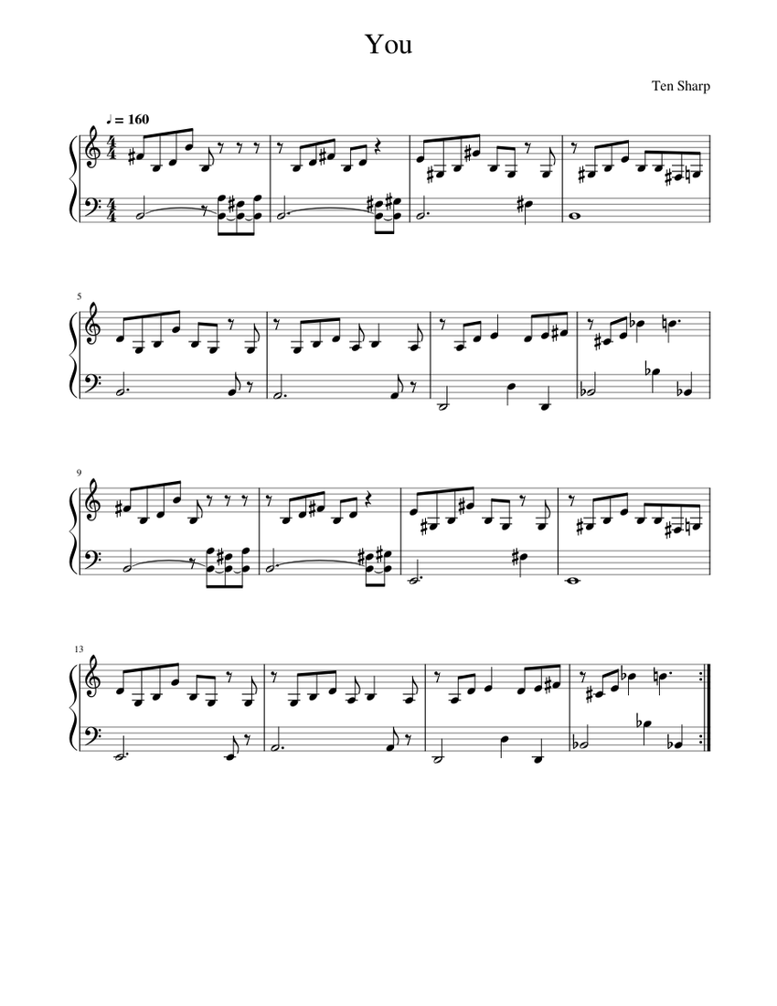You - Ten Sharp Sheet music for Piano (Solo) Easy | Musescore.com