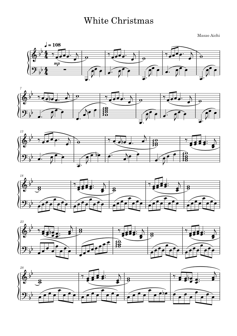 White Christmas Sheet Music for Piano (Solo) | MuseScore.com