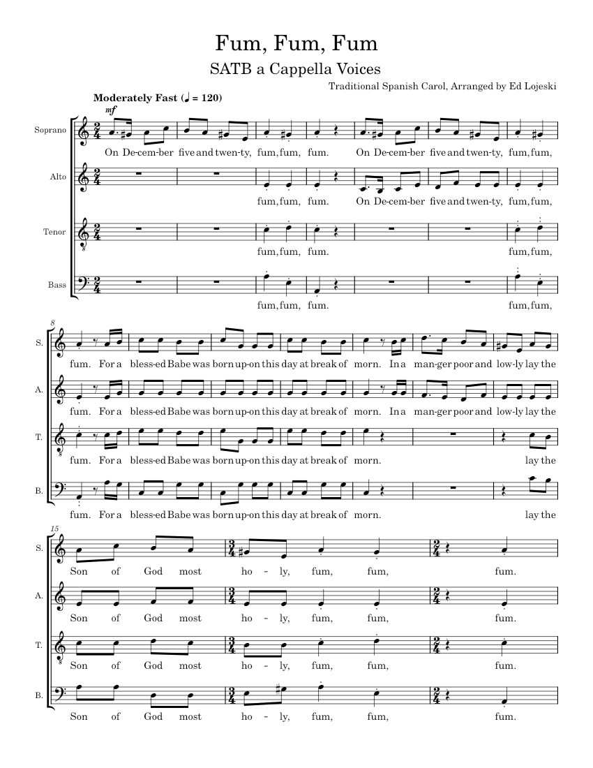 Fum Fum Fum – Misc Traditional Sheet music for Bass guitar, Strings ...