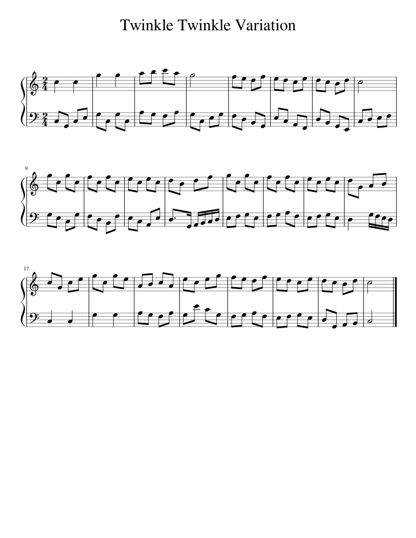 Twinkle Twinkle Variation Sheet music for Piano (Solo) Easy | Musescore.com