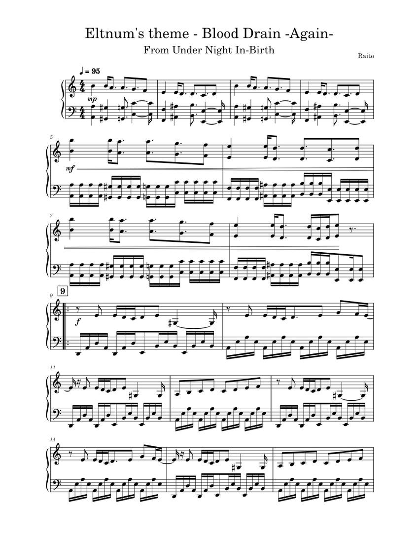 Blood Drain -Again- – Raito Sheet music for Piano (Solo) | Musescore.com