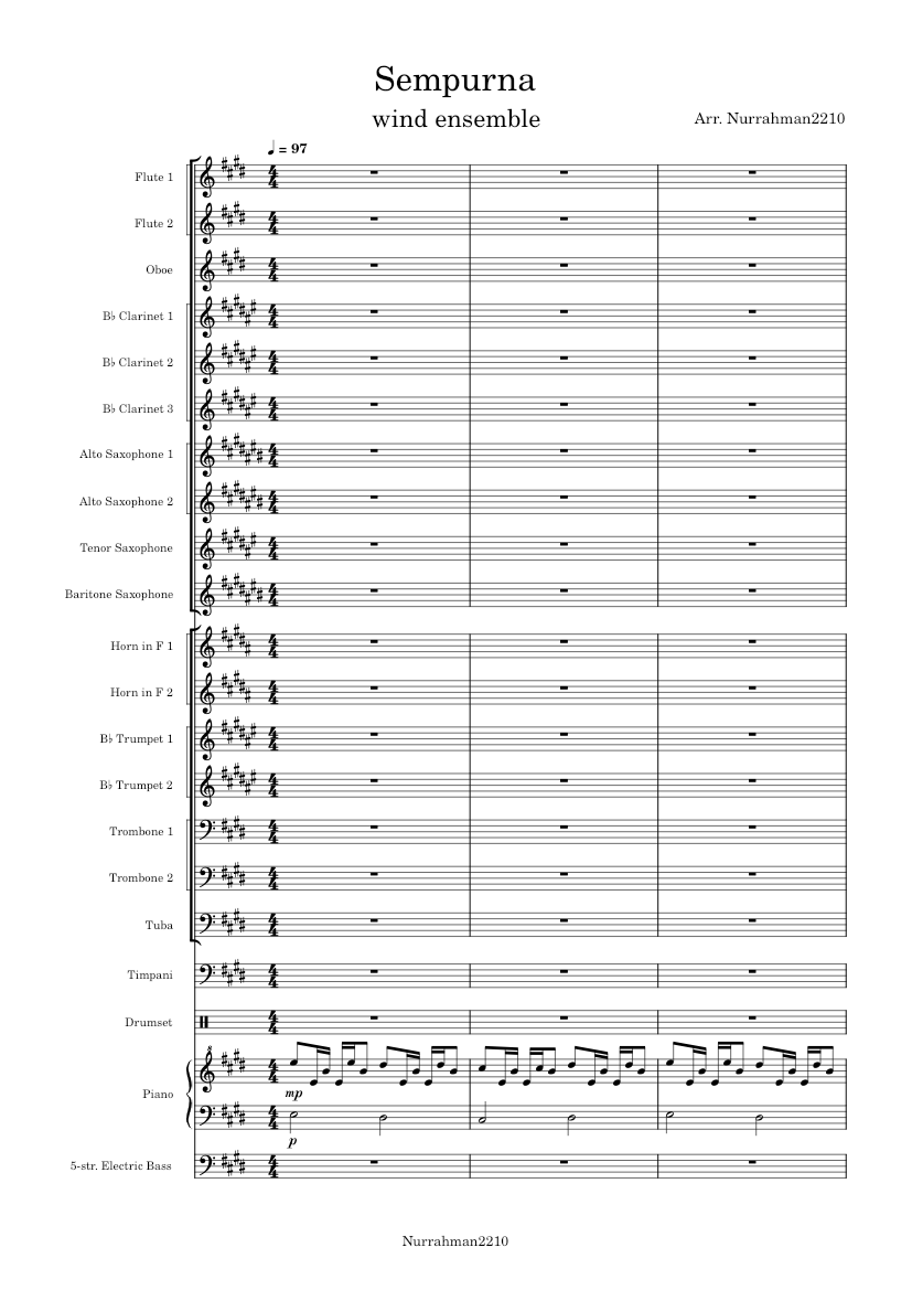 Sempurna - Andra and the Backbone Sheet Music for Piano, Trombone, Tuba ...