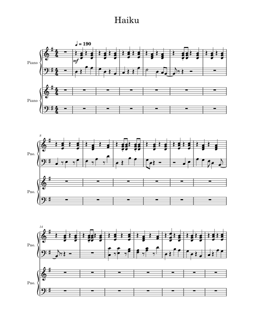 Haiku – Tally Hall Haiku Sheet music for Piano (Piano Duo) | Musescore.com