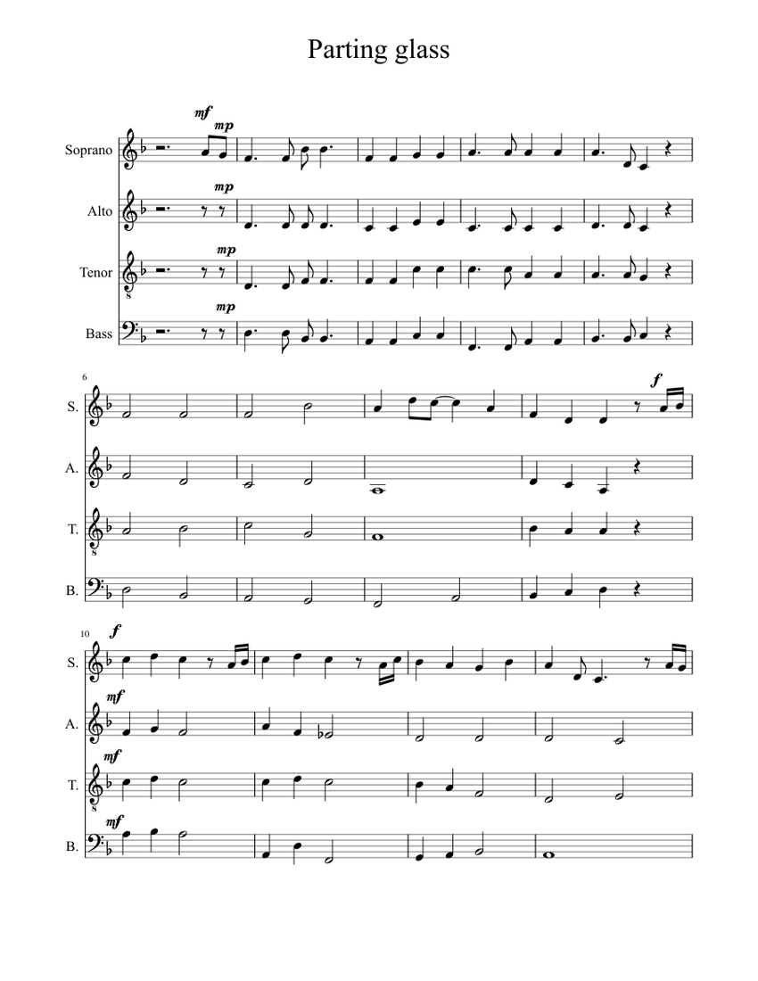 Parting Glass Sheet music for Bass guitar (Solo) | Musescore.com