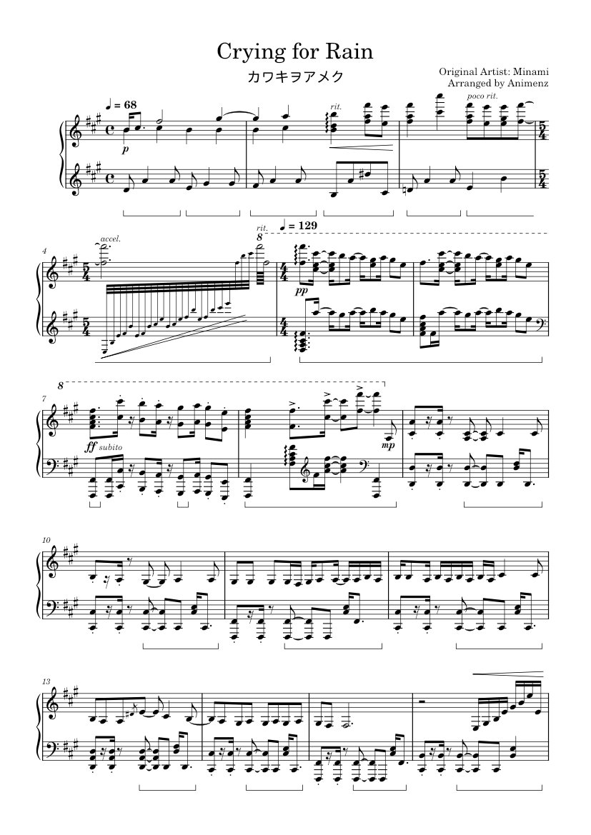 Minami - Crying for Rain (Kawaki wo Ameku) (Animenz arr ...