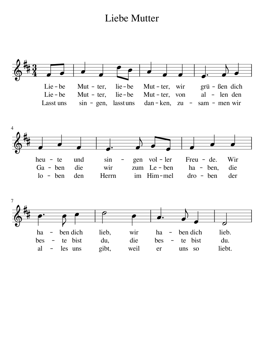 Liebe Mutter Sheet music for Piano (Solo) | Musescore.com