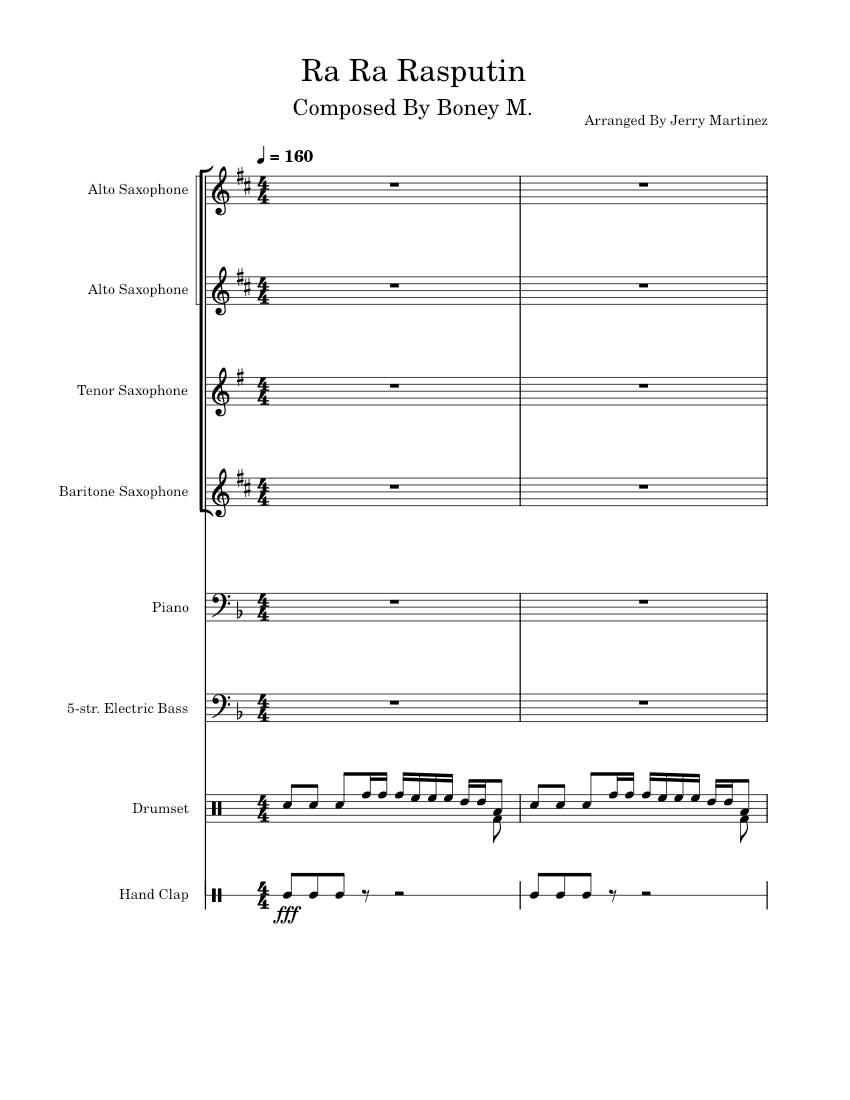 Rasputin – Boney M. Ra Ra Rasputin Sheet music for Piano, Saxophone ...