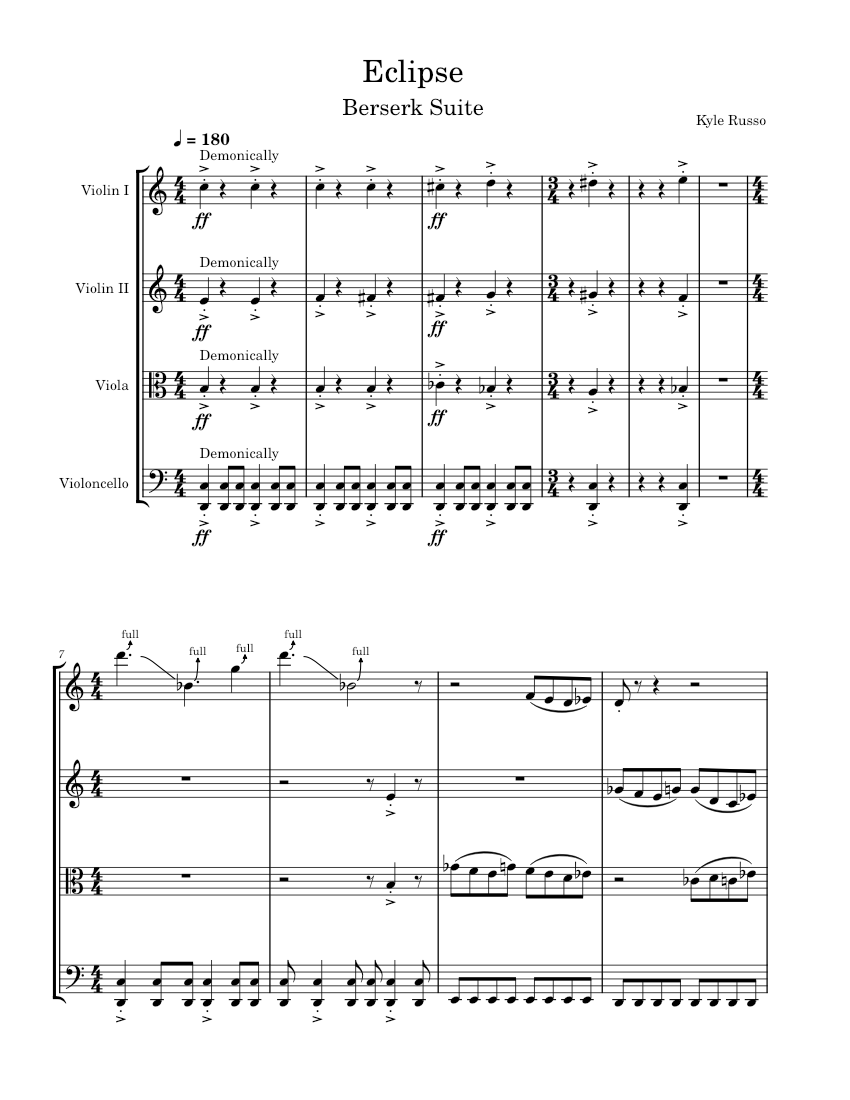 Eclipse- Kyle Russo Sheet music for Violin, Viola, Cello (String ...
