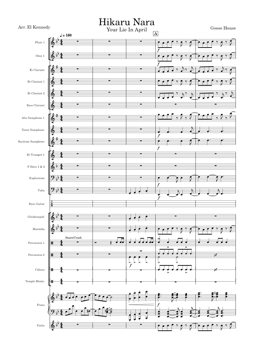 Hikaru Nara - Short Ver. Sheet music for Piano, Euphonium, Tuba, Flute ...