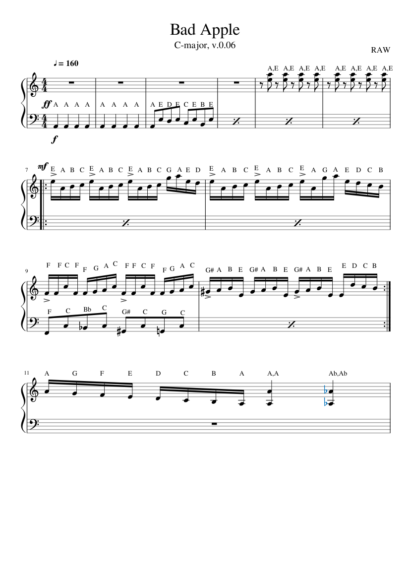 Bad Apple (variation) – Miku Hatsune Bad Apple Mix C-major-0.06 RAW ...