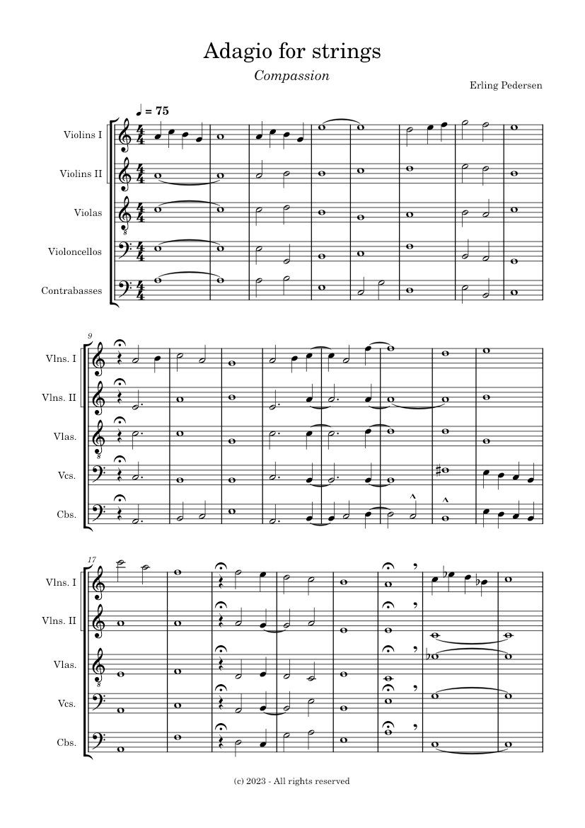 adagio for strings Sheet music for Strings group (String Ensemble) | Musescore.com