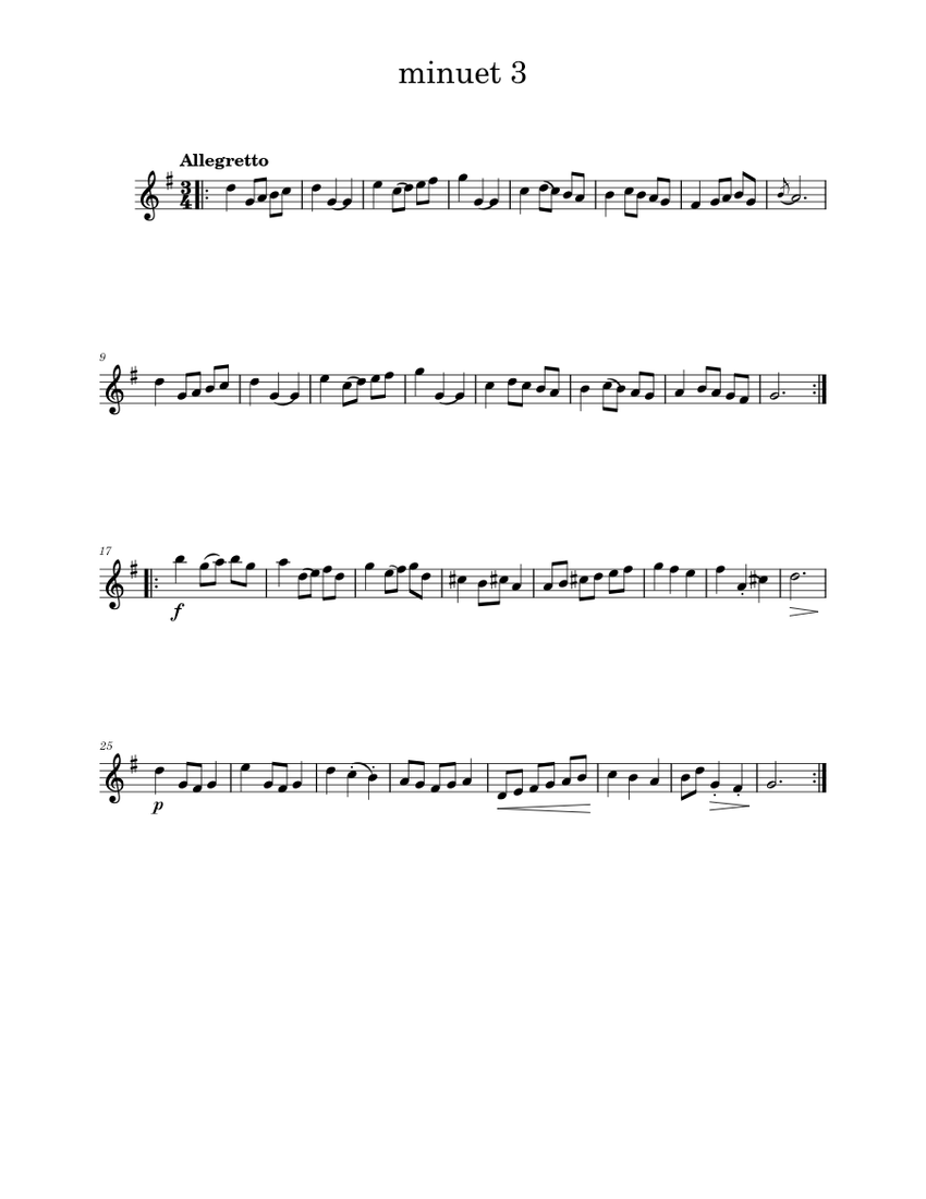 3 Minuets, BWV 841-843 – Johann Sebastian Bach minuet_3 Sheet music for ...