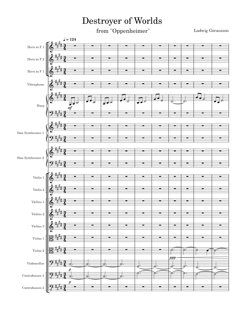 Destroyer Of Worlds – Ludwig Göransson (from Oppenheimer) - Arrangement ...